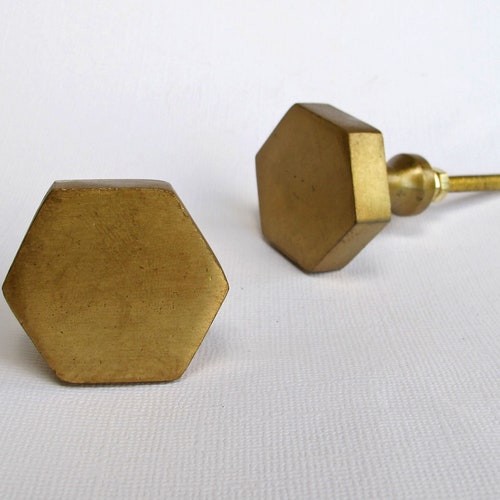 Hexagon Brass Kitchen Cabinet Knobs Pulls Gold Drawer Dresser - Etsy