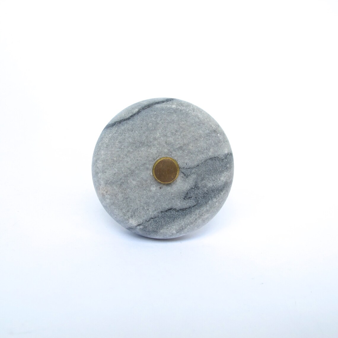 Round Gray Marble Knob - Unique Cabinet Pulls, Grey Gold Knob, Elegant ...