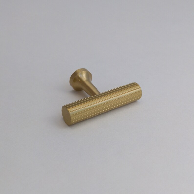 Fluted Brass Gold Cabinet Pulls and Drawer Handles, Brushed Gold Finish ...