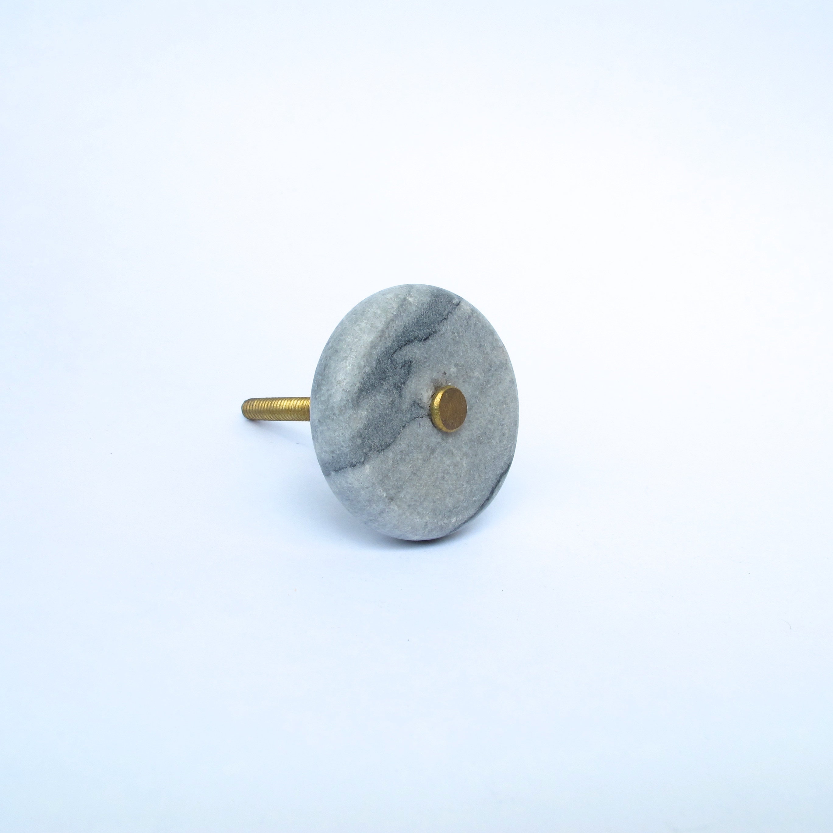 Round Gray Marble Knob - Unique Cabinet Pulls, Grey Gold Knob, Elegant Dresser Knob, Drawer ...