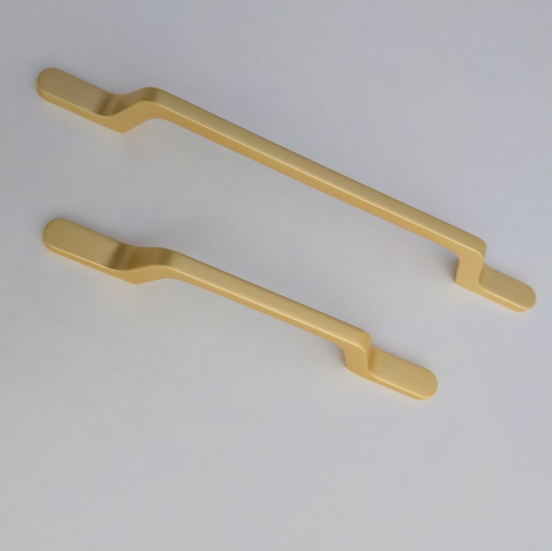 Stepped Matte Gold Handles Drawer Handles Pulls Gold Satin - Etsy