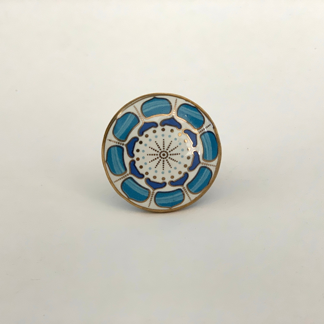 Mod Flower Blue and Drawer Pull - Beautiful Ceramic Drawer Pulls ...