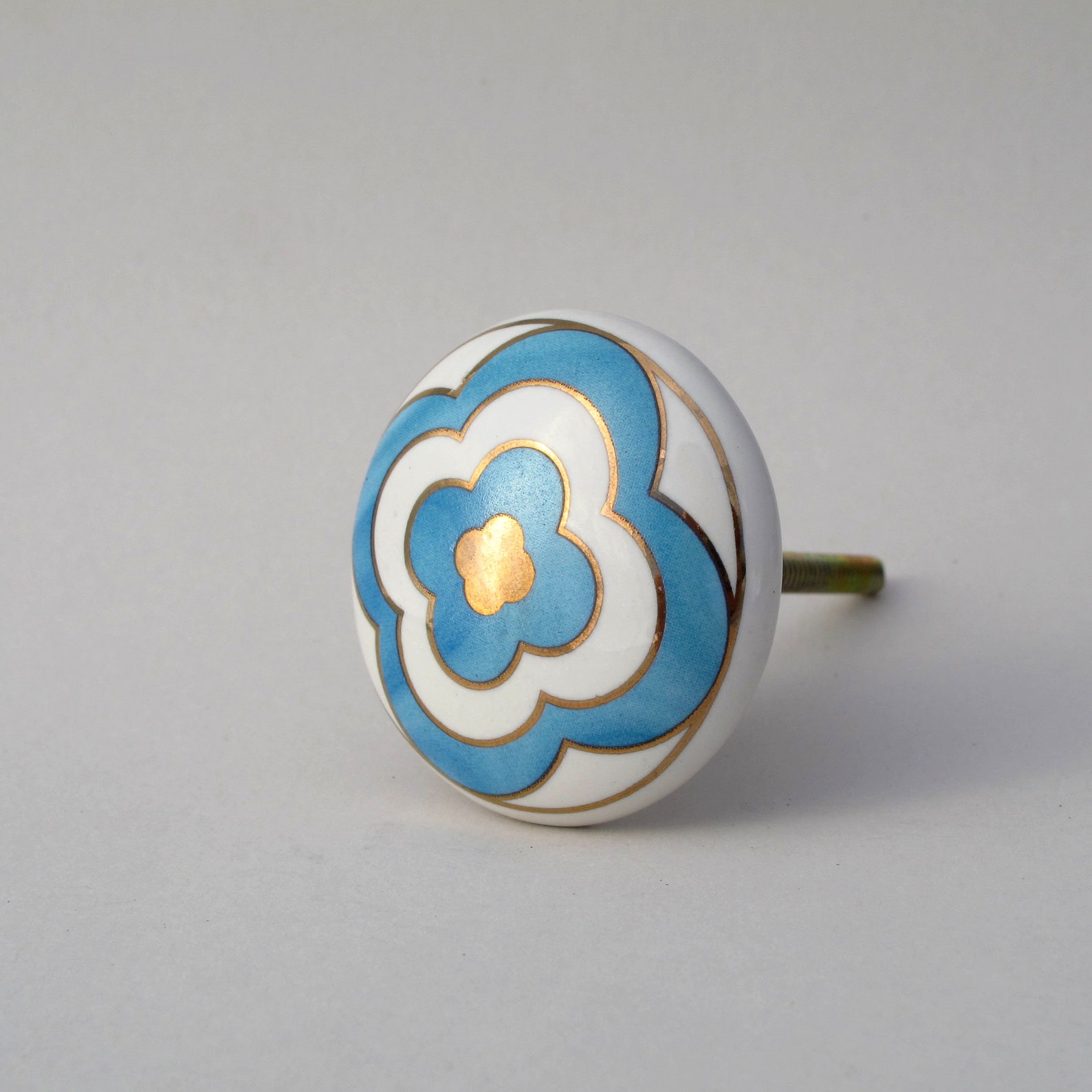 Blue and Gold Drawer Pull Beautiful Ceramic Drawer Pulls - Etsy