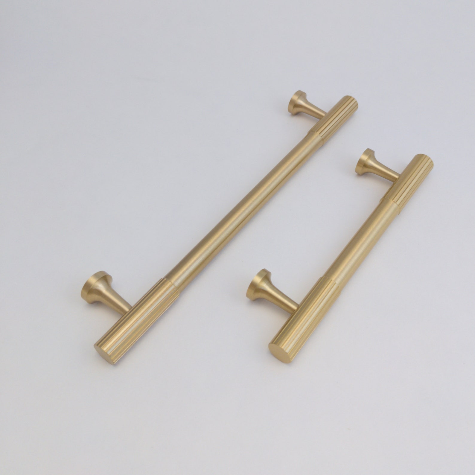 Fluted Brass Gold Cabinet Pulls and Drawer Handles, Brushed Gold Finish ...