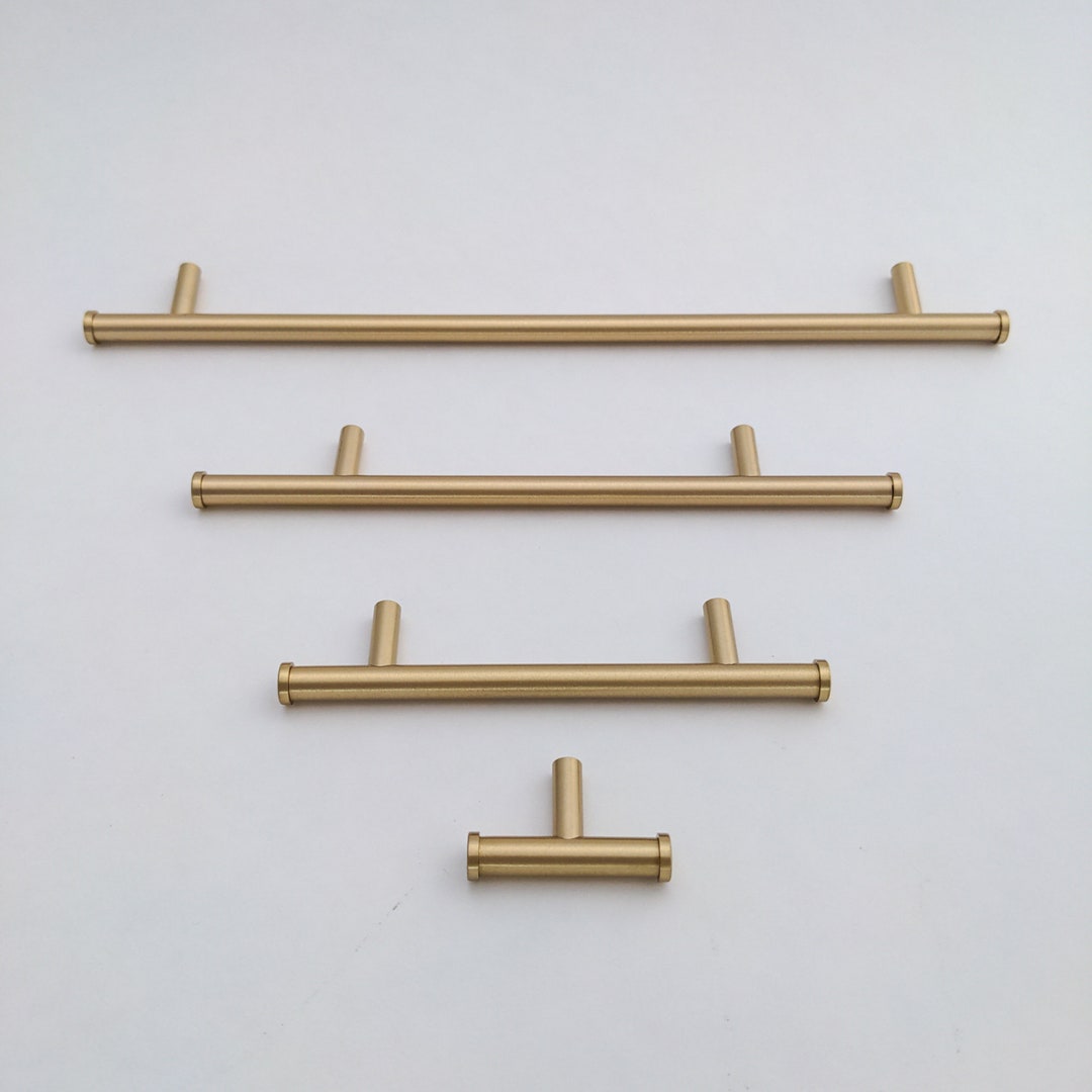 Satin Gold Flared End Brass Handles - Drawer Handles Pulls, Gold Satin ...