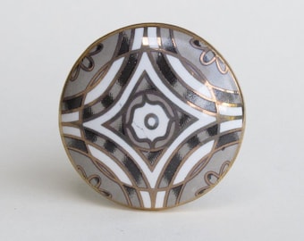 Mod Flower Black and Gold Drawer Pull Beautiful Ceramic Drawer Pulls, Drawer Knobs, Cabinet ...