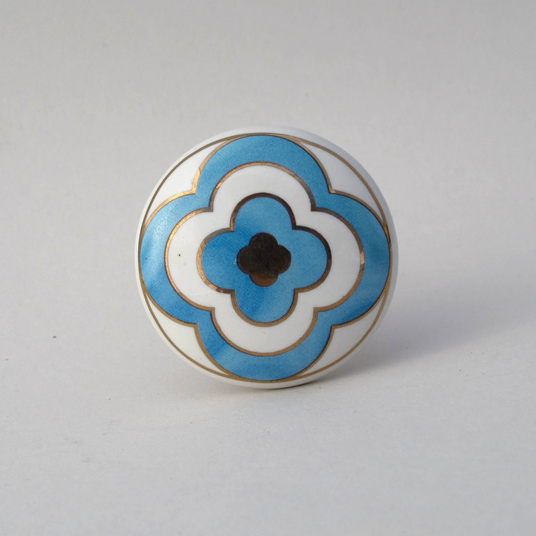 Blue and Gold Drawer Pull - Beautiful Ceramic Drawer Pulls, Drawer ...