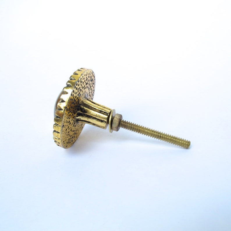 Gold + Glass Dresser Pull Knob - Drawer Knob, Gold Metal, Knobs and ...