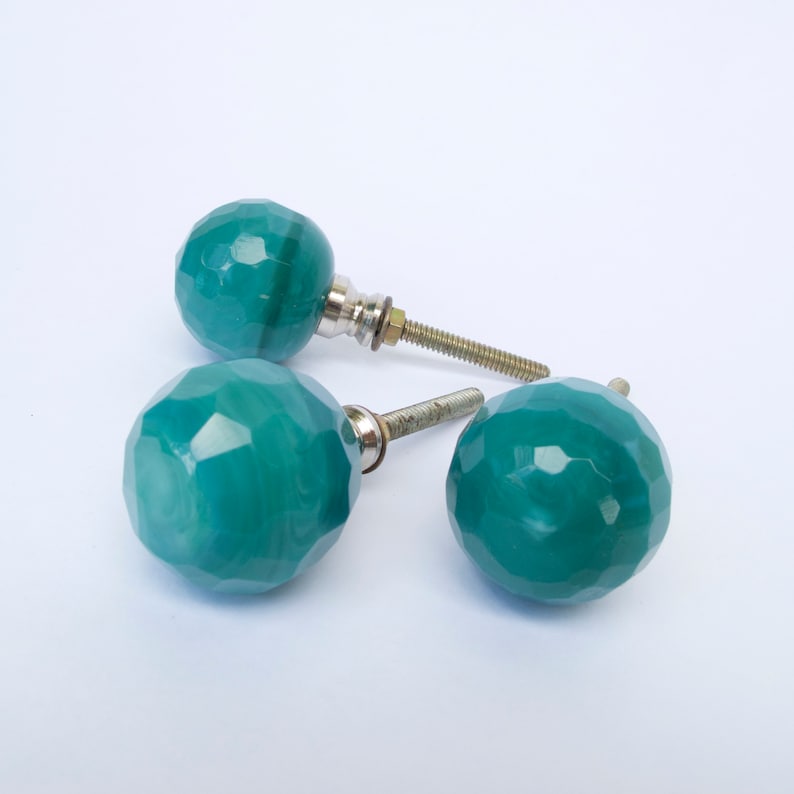 Mimi Knob Teal Glass Knob Cabinet Pull Cupboard Knob | Etsy