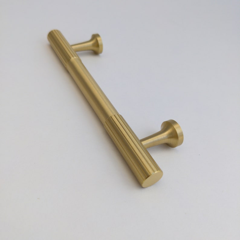 Fluted Brass Gold Cabinet Pulls and Drawer Handles, Brushed Gold Finish ...