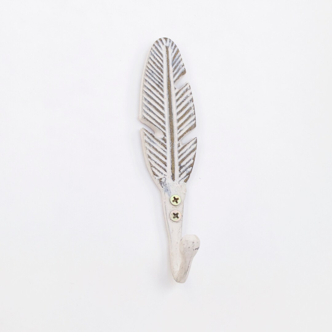 Boho Feather Hook White - Wall Mount | Coat Hook Wall Mount | Boho Hook ...