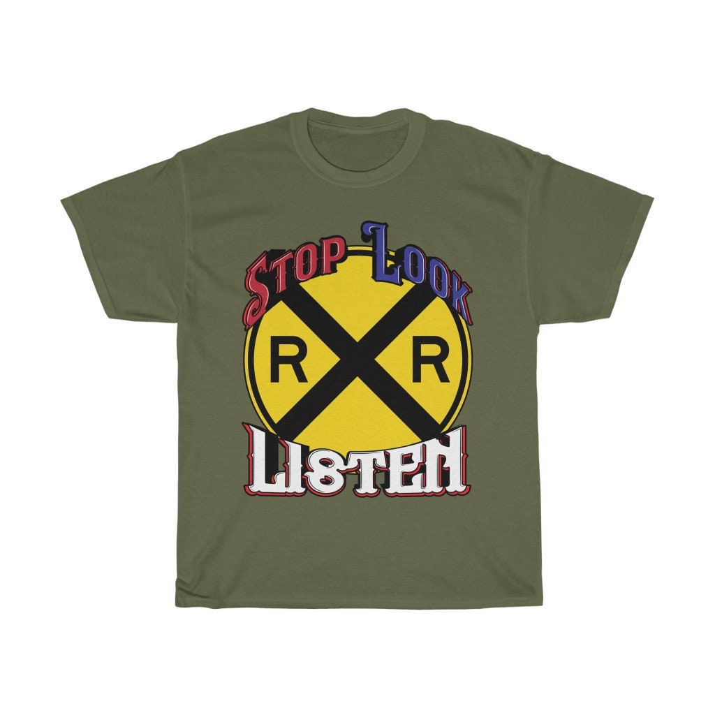 Stop Look Listen Railroad Crossing Sign Unisex Heavy - Etsy