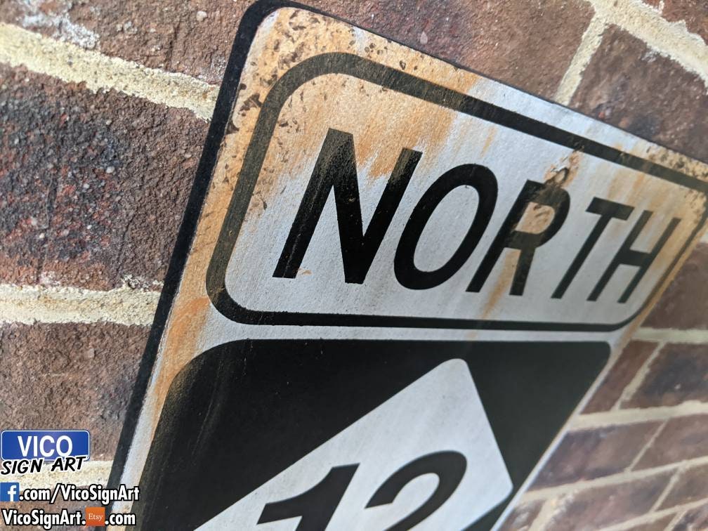 Route 12 North OBX recreated road sign art | Etsy