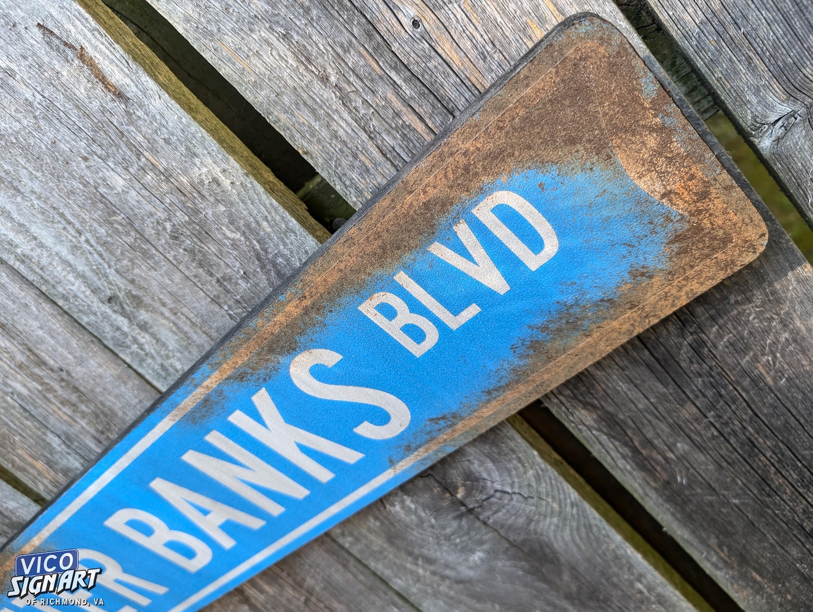 Outer Banks Blvd - Hand-painted Wall Art on Wood, Retro Automotive ...