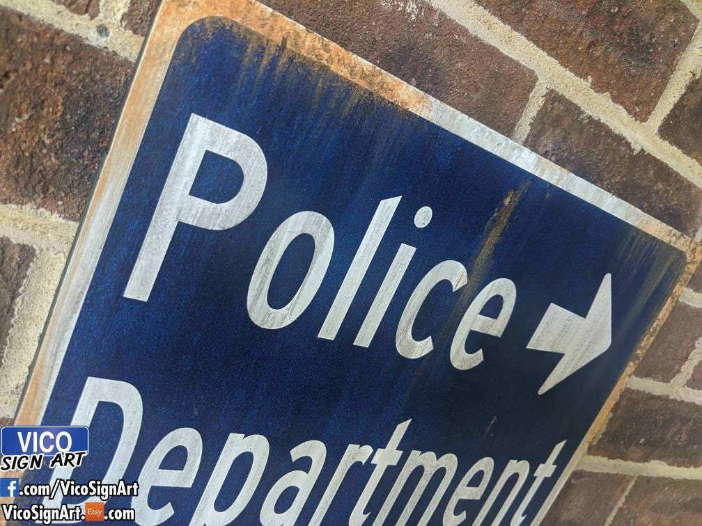 Police Department road sign art | Etsy