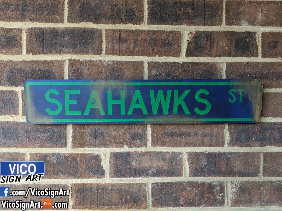 Seahawks Street Football Themed Rusted Road Sign Art - Etsy
