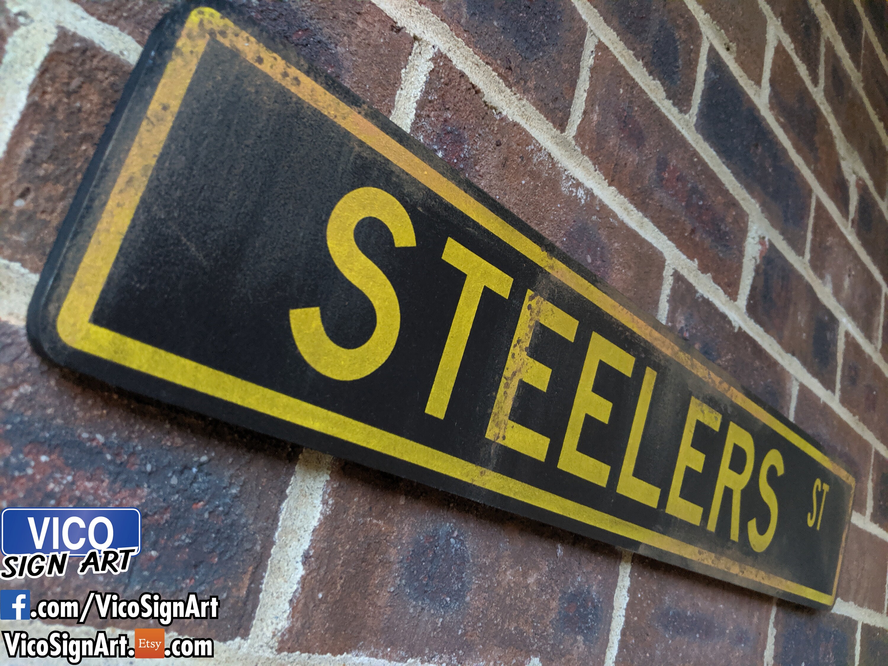 Steelers Street Football Themed Rusted Road Sign Art - Etsy