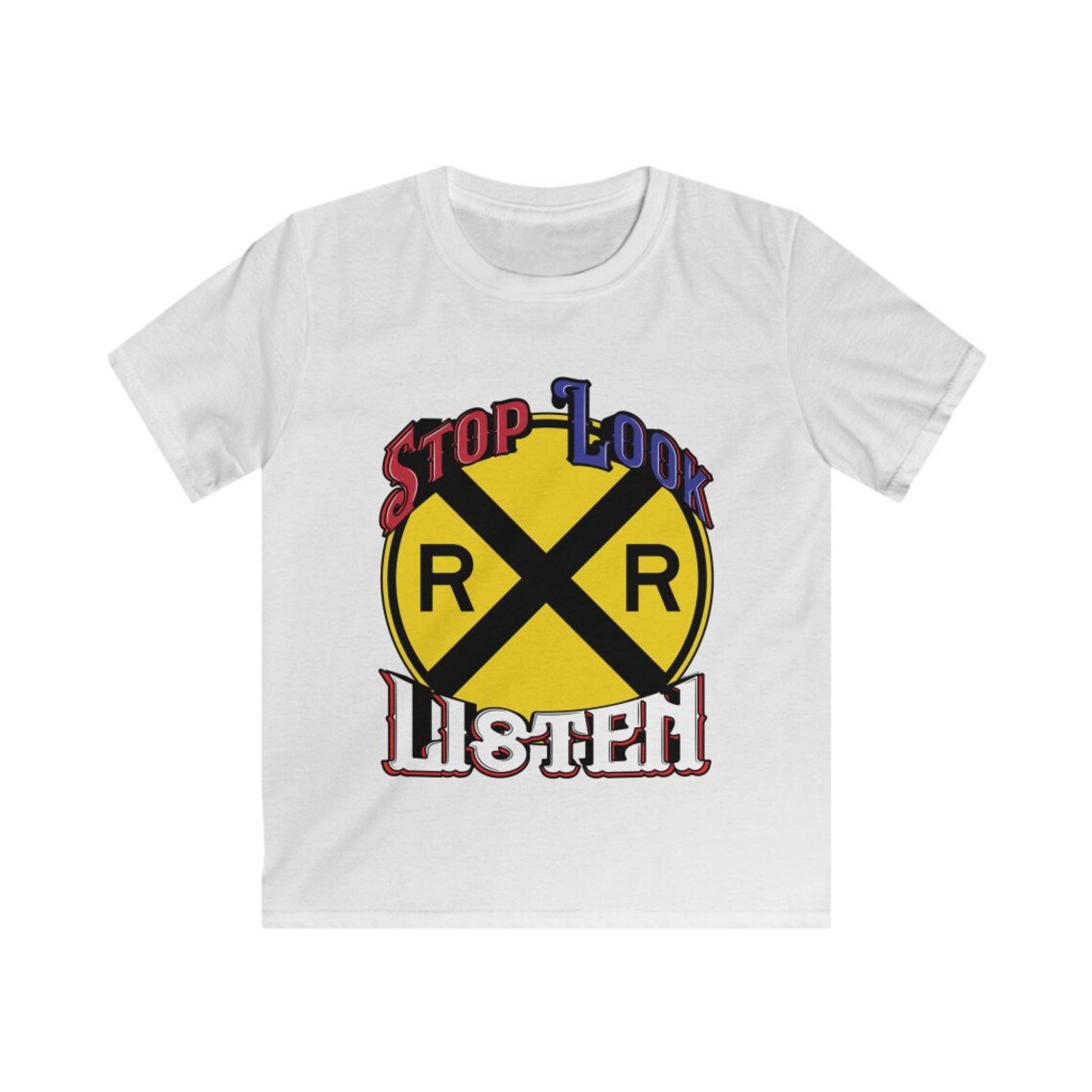 Stop, Look, Listen, Railroad Crossing Sign - Kids Heavy Cotton Tee - Etsy