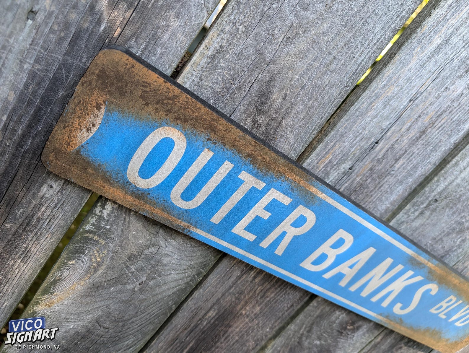 Outer Banks Blvd - Hand-painted Wall Art on Wood, Retro Automotive ...