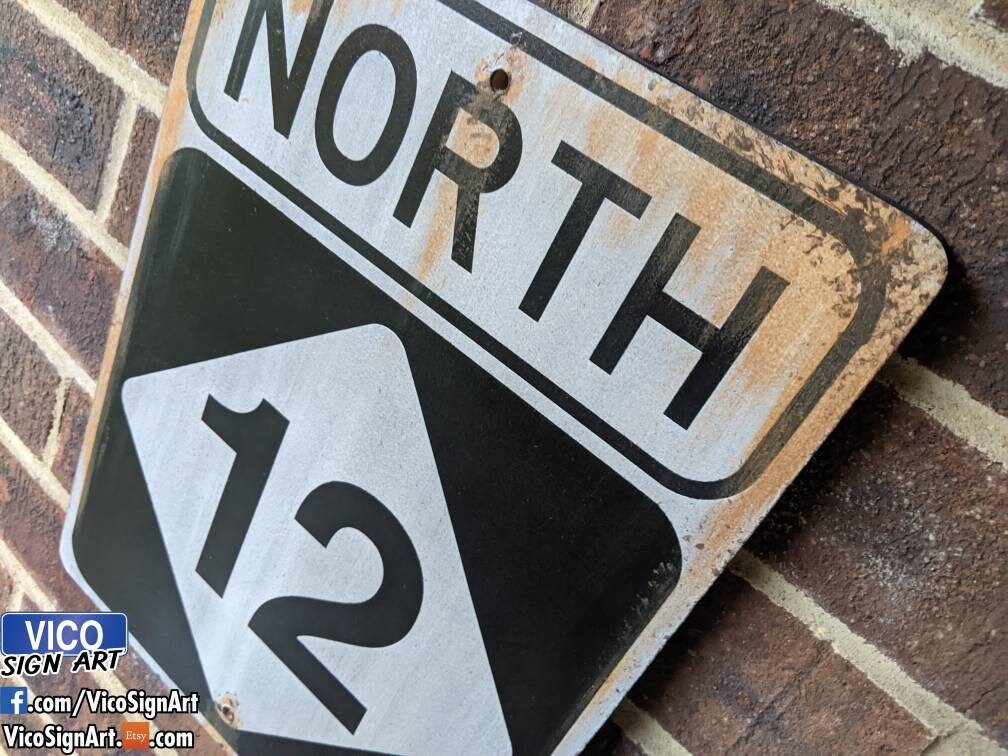 Route 12 North OBX recreated road sign art | Etsy