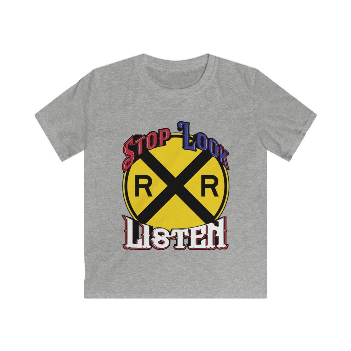 Stop, Look, Listen, Railroad Crossing Sign - Kids Heavy Cotton Tee - Etsy