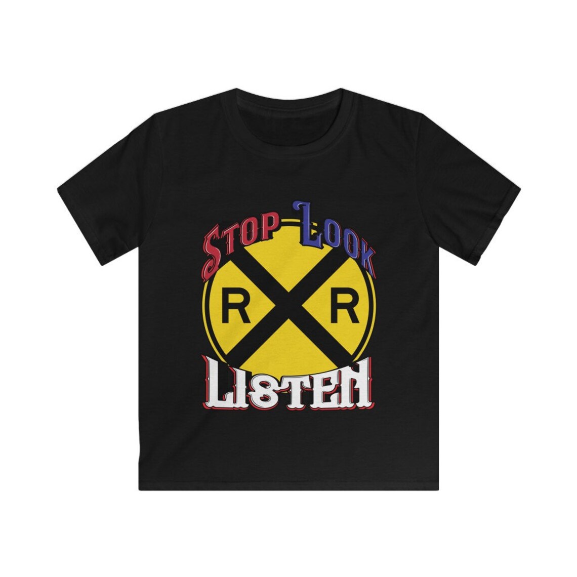 Stop, Look, Listen, Railroad Crossing Sign - Kids Heavy Cotton Tee - Etsy