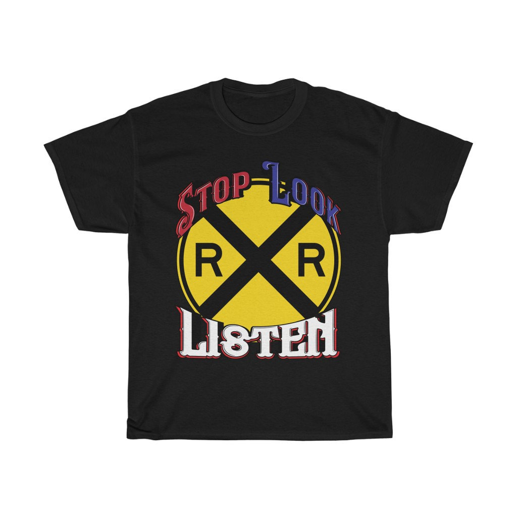 Stop Look Listen Railroad Crossing Sign Unisex Heavy - Etsy