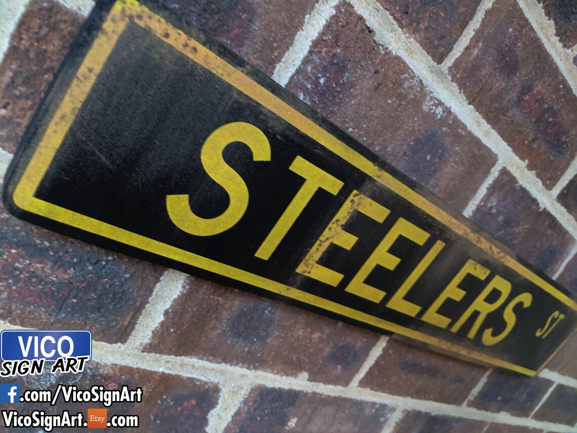 Steelers Street Football Themed Rusted Road Sign Art - Etsy