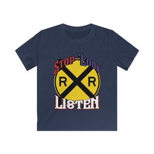 Stop, Look, Listen, Railroad Crossing Sign - Kids Heavy Cotton Tee - Etsy