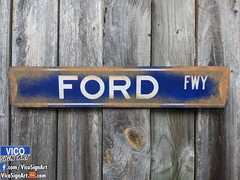 Ford Freeway - Hand-painted Sign Art, Faux Rusted Metal Style Wall Art ...