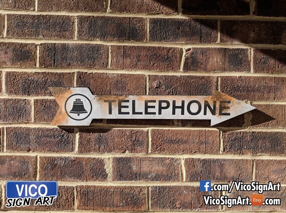 Telephone Arrow Retro Sign Art | Etsy
