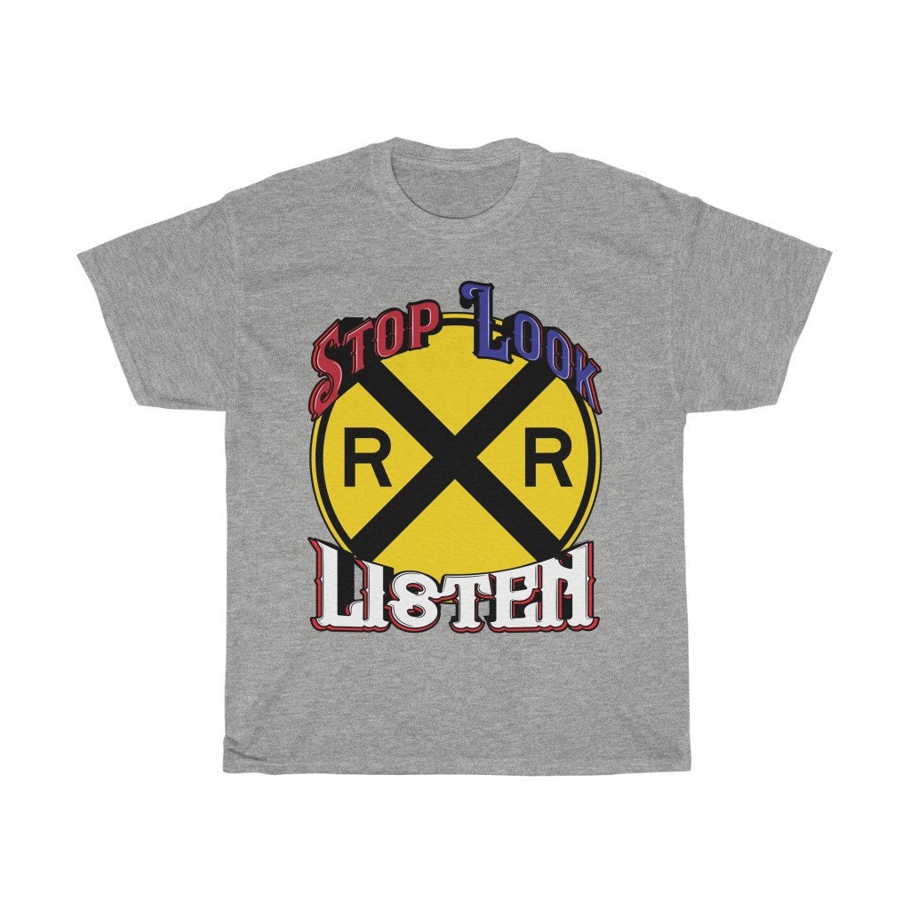 Stop Look Listen Railroad Crossing Sign Unisex Heavy - Etsy