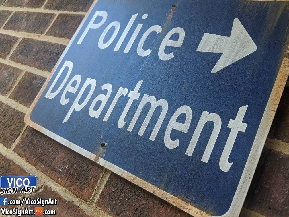 Police Department road sign art | Etsy