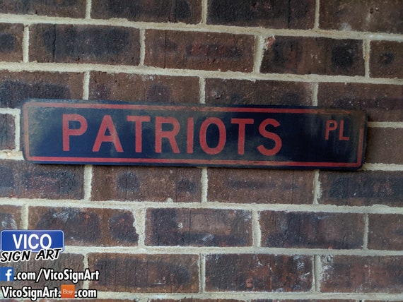 Patriots Place Football themed Rusted Road Sign Art | Etsy