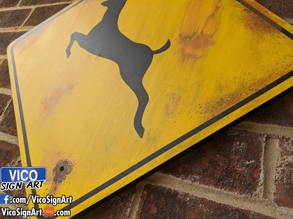 Deer Crossing recreated road sign art | Etsy