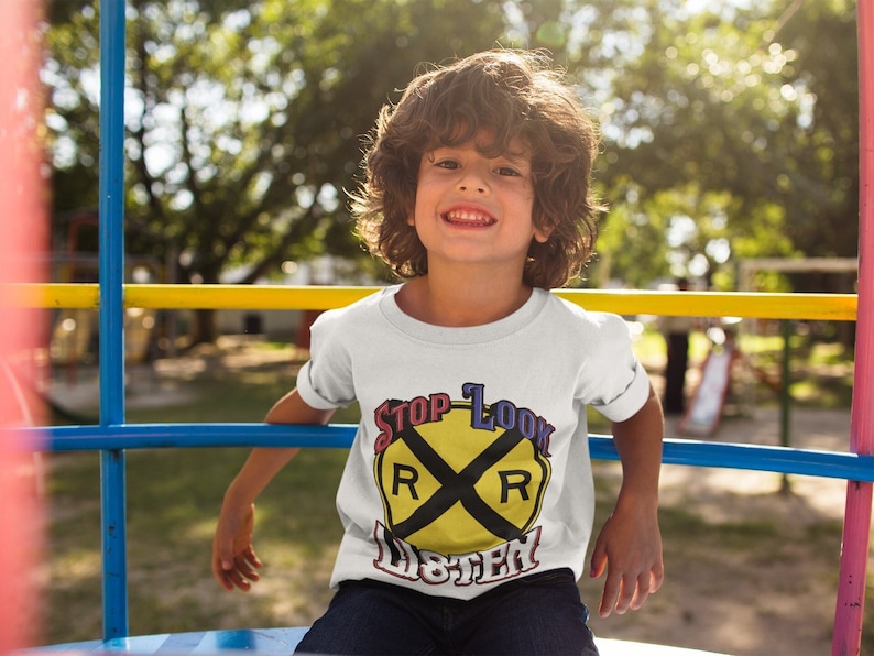 Stop, Look, Listen, Railroad Crossing Sign - Kids Heavy Cotton Tee - Etsy