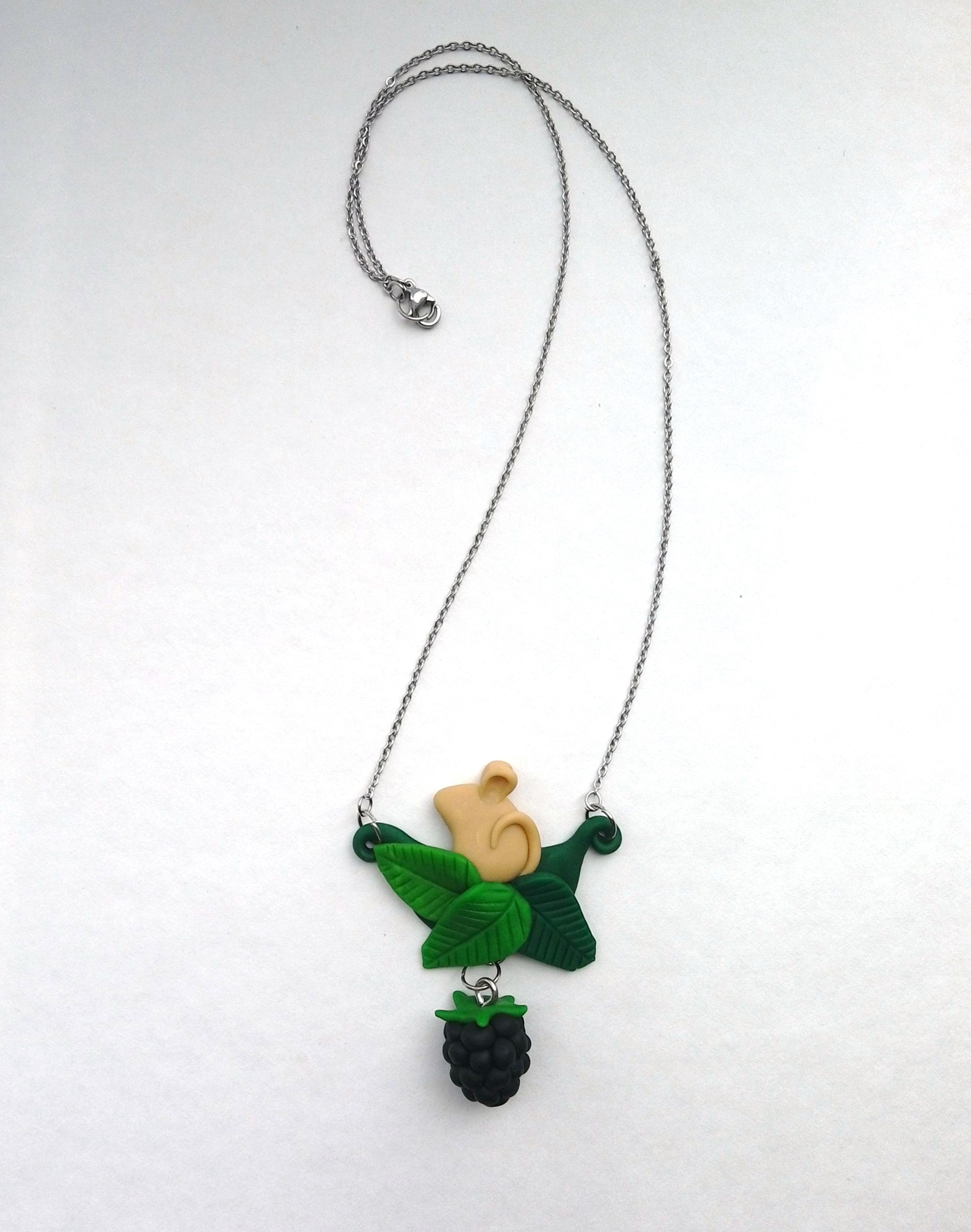 Woodland Mouse Necklace for Her. Small Field Mouse Necklace With Black ...