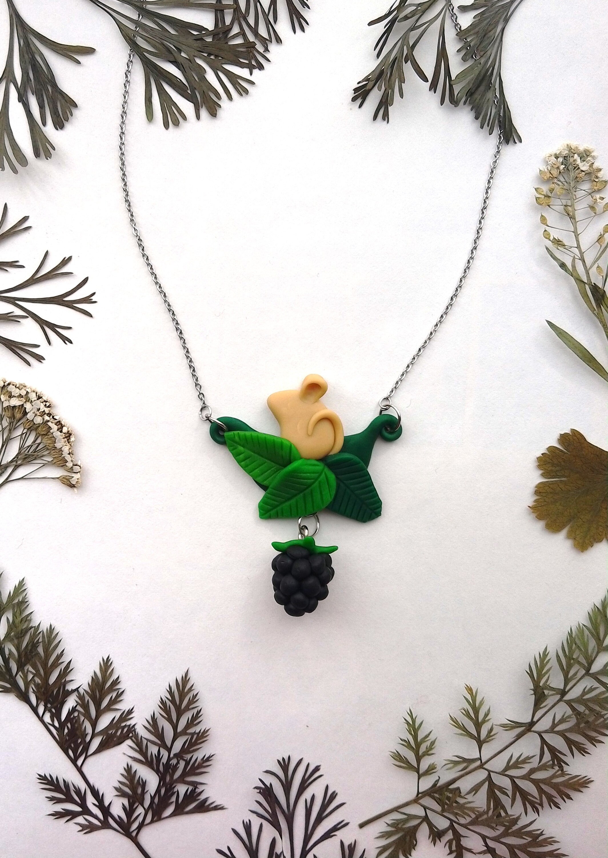 Woodland Mouse Necklace for Her. Small Field Mouse Necklace With Black ...