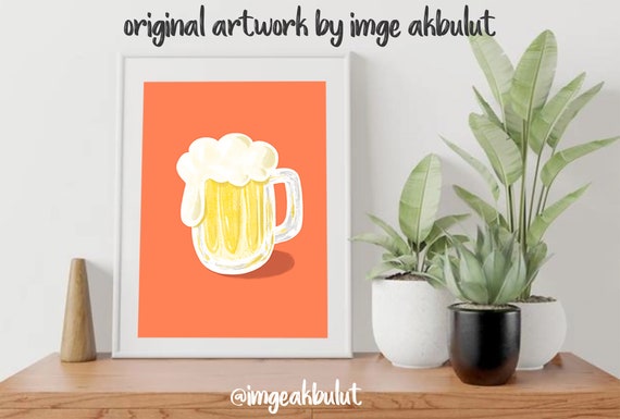 Draft Beer Glass Poster Printable Modern Art Minimalist - Etsy