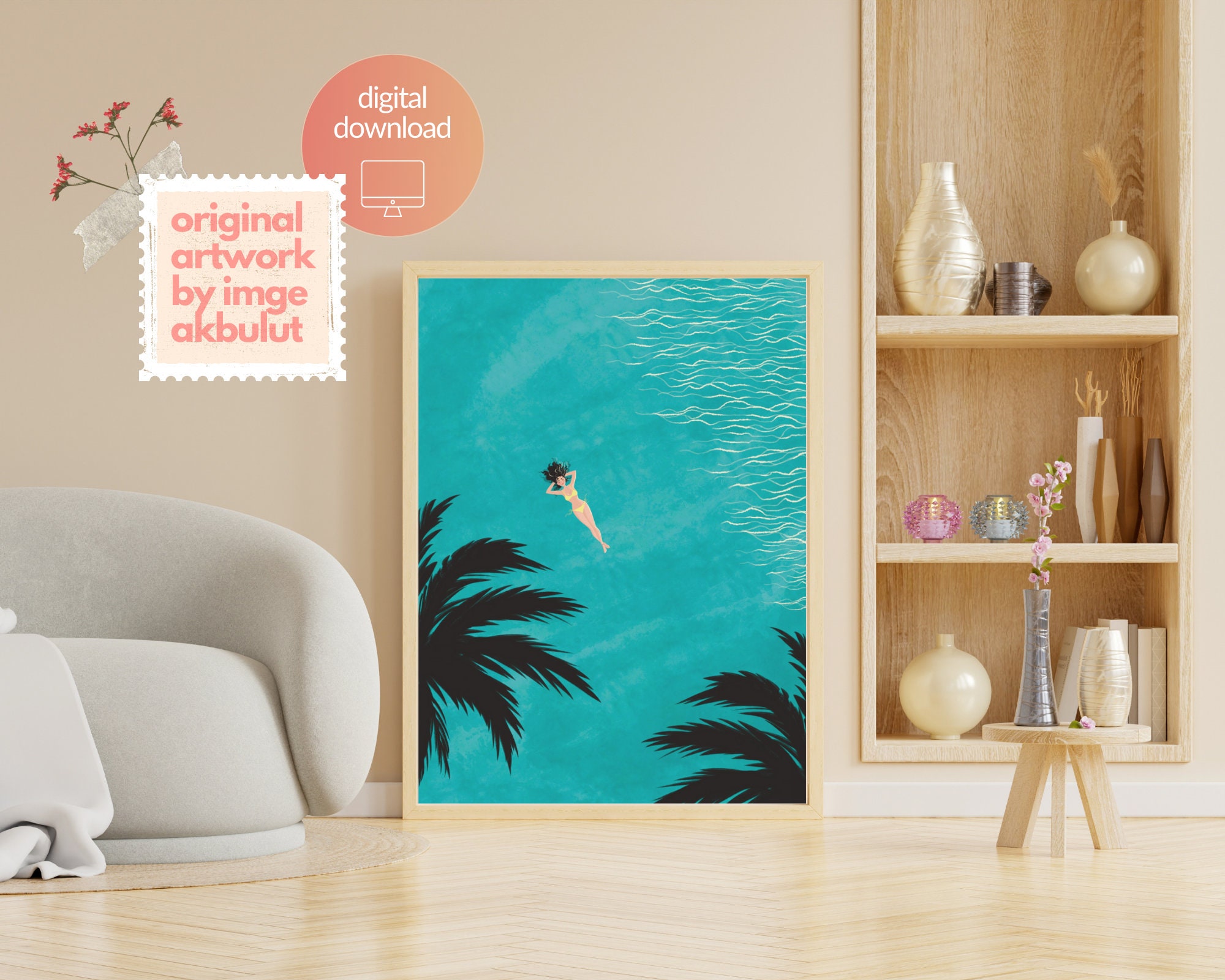Summer Beach Wall Art Printable | Sunbathers Poster | Summer Decor ...