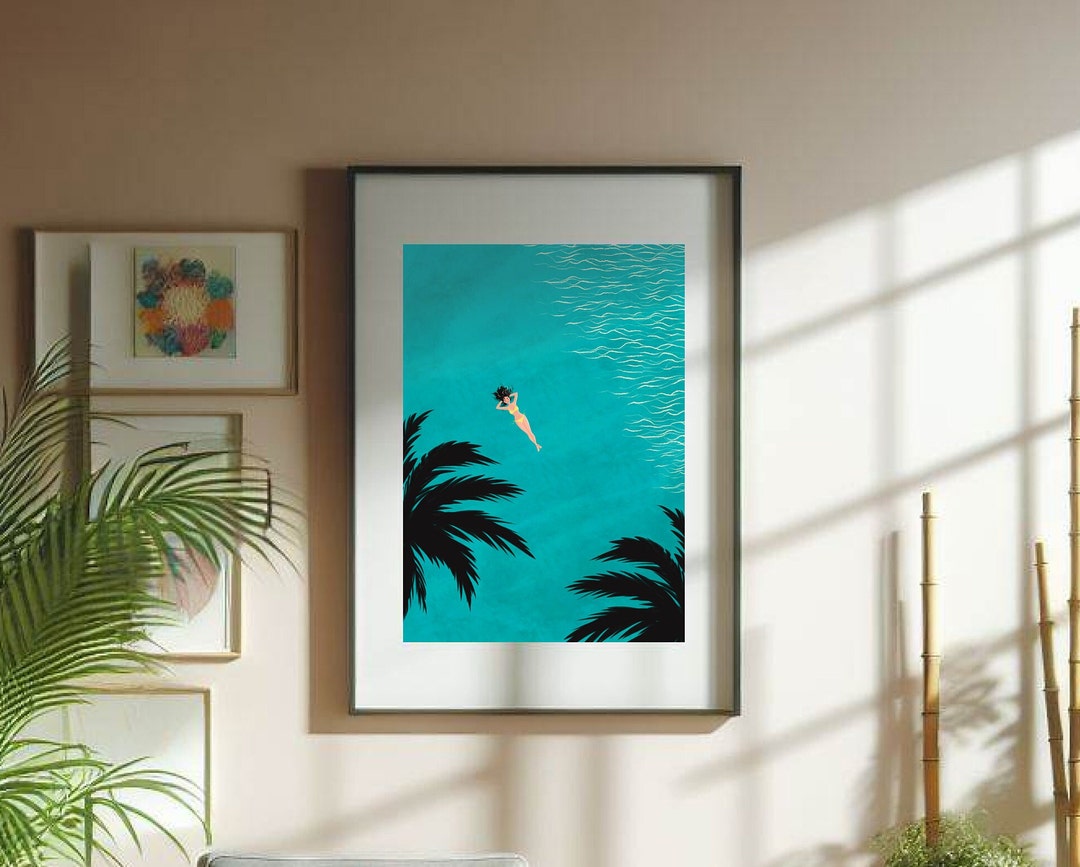 Posters With Wooden Frame, Summer Beach Wall Art Printable, Summer ...