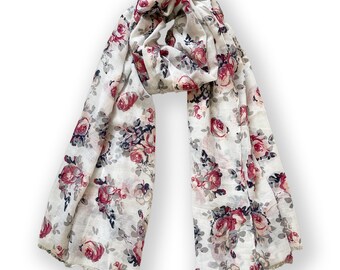 Rose Floral Print Scarf - Etsy