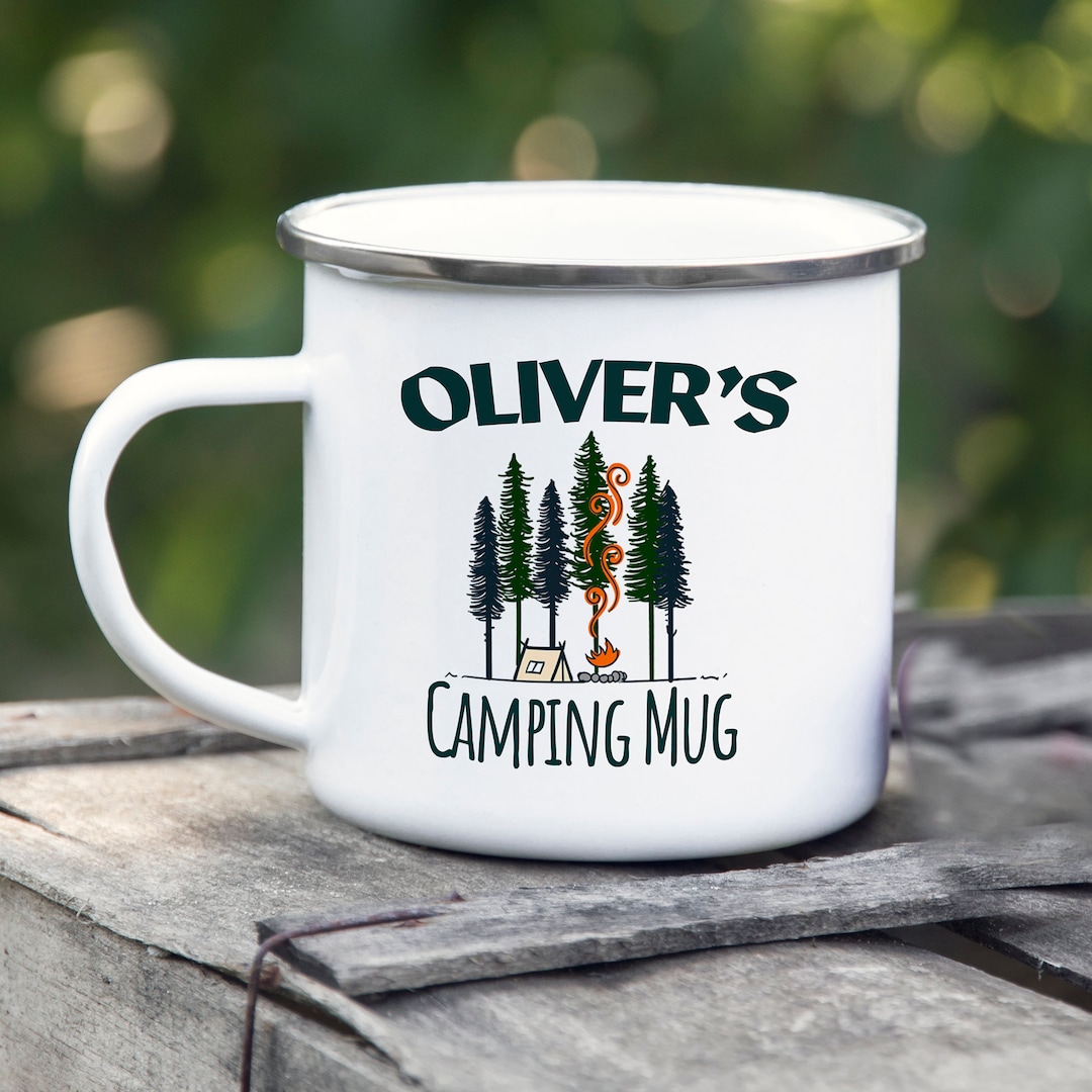 Personalised Camping Mug - Outdoor Enamel Mug - Any Name Added to the ...
