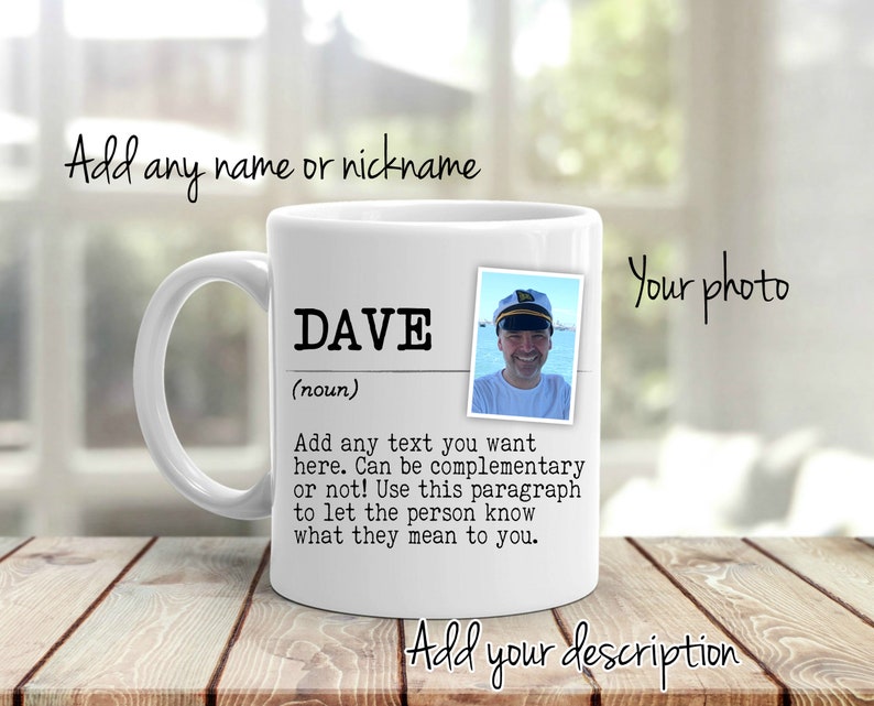 Personalised Name Mug With Photo Name Definition Mug Add | Etsy