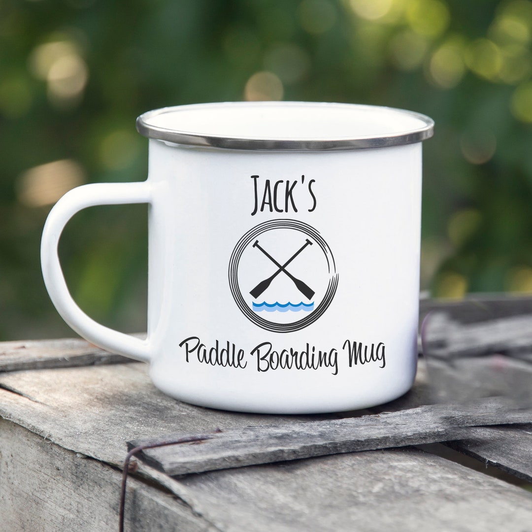 Personalised Paddle Boarding Mug - Any Name Added to the Mug - Enamel ...