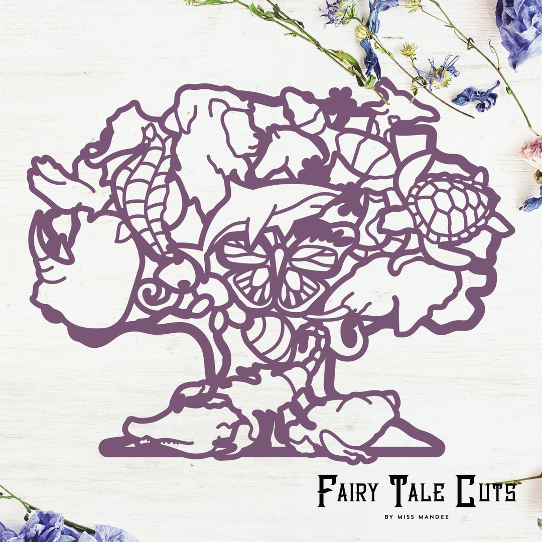 Animal Kingdom Tree Inspired Cut File Design - Animal Kingdom Cut File ...