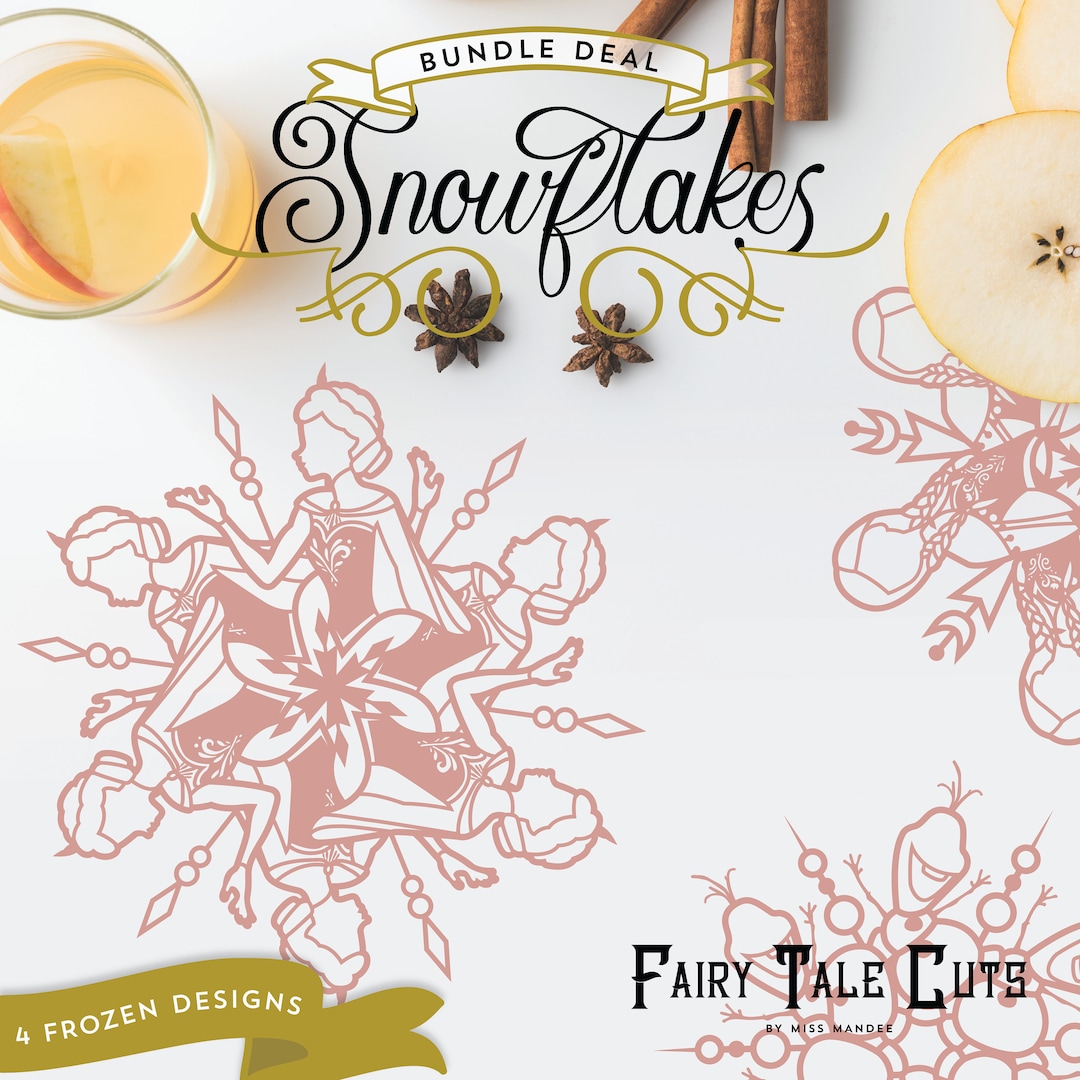BUNDLE: Frozen Inspired Snowflake Designs - 4 Snowflake Files - Digital ...