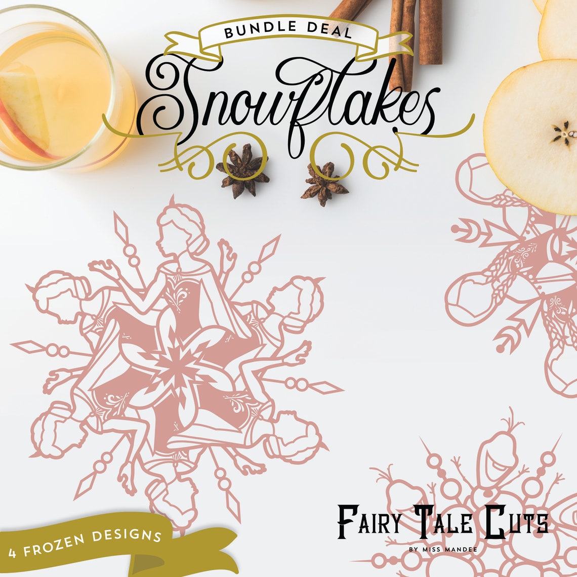 BUNDLE: Frozen Inspired Snowflake Designs 4 Snowflake Files - Etsy