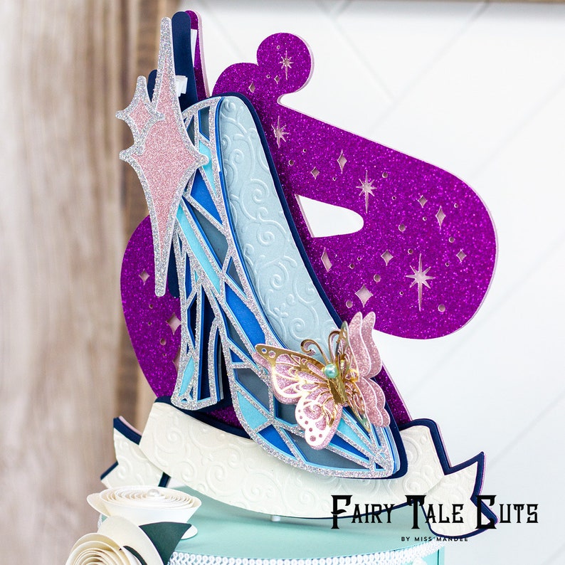 Glass Slipper Cake Topper File Design - Princess Cut File - Digital ...