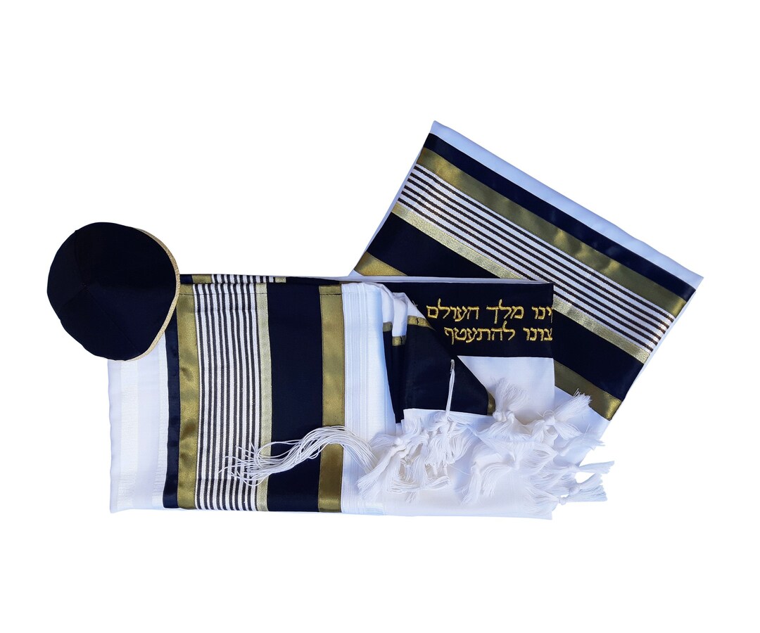 Personalized Modern Tallit, Exclusive Gold, Black and Olive Stripes ...